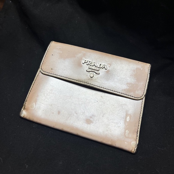 Prada | Bags | Gray Prada Tessuto Leather Wallet | Poshmark